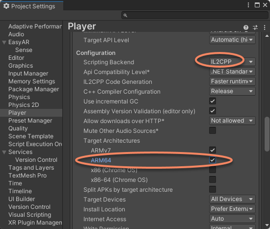 Android Project Configuration — EasyAR Sense Unity Plugin 4.6.0 documentation